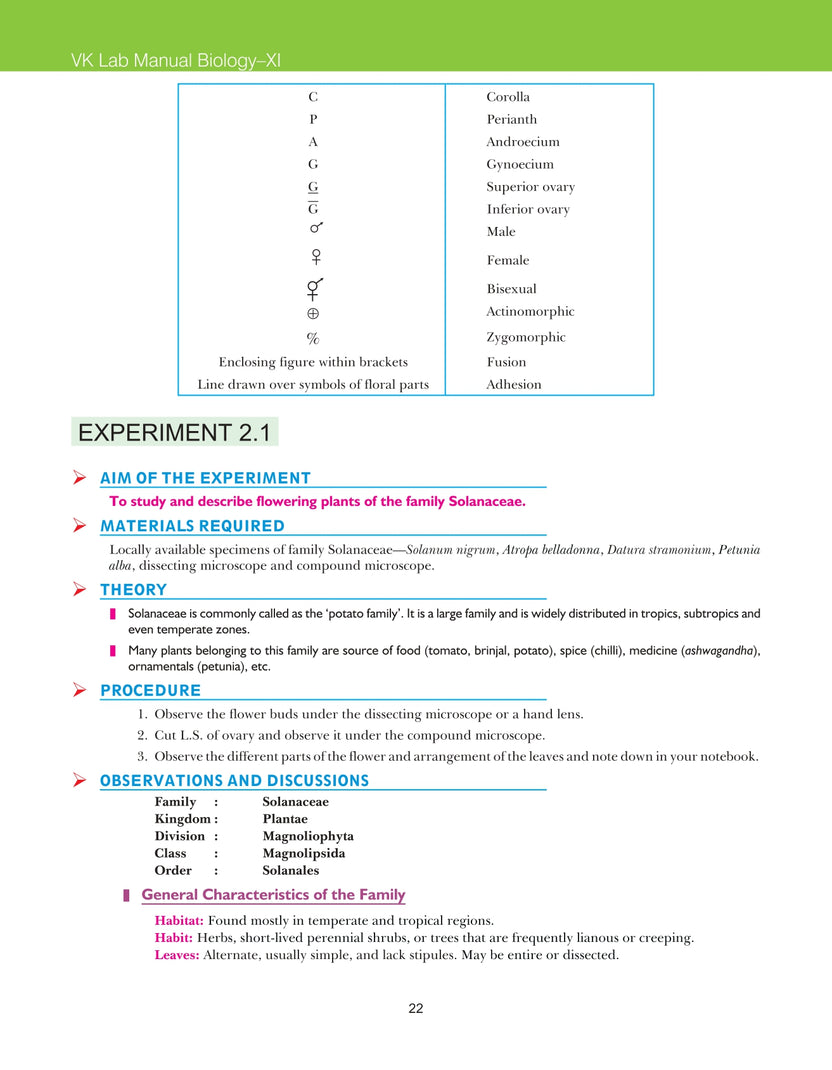 Lab Manual Biology (HB) With Worksheet | For Class 11 | CBSE Based | N