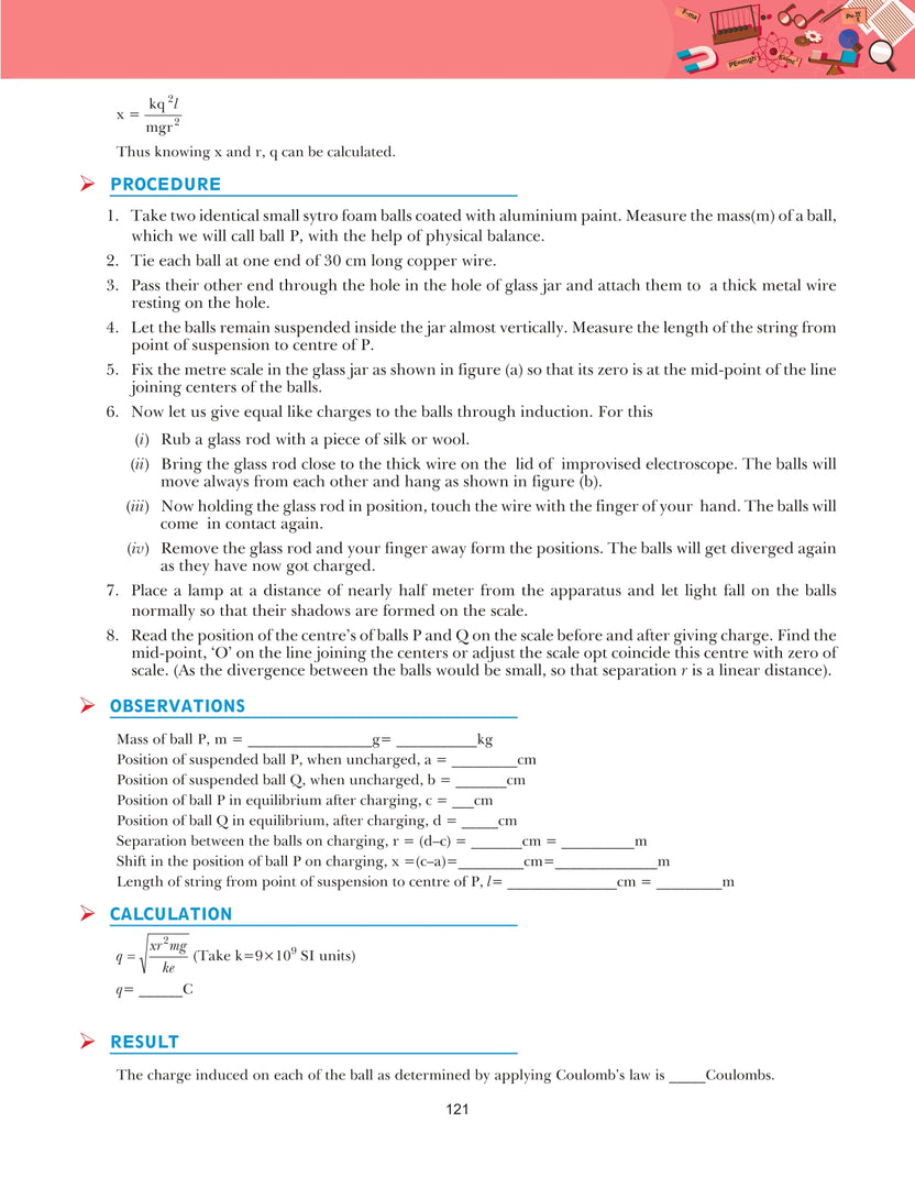 Lab Manual Physics (PB) Without Worksheet | For Class 12 | CBSE Based